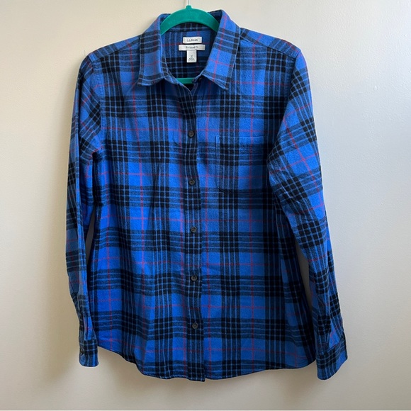 L.L. Bean | Tops | Ll Bean Flannel Shirt Shacket Womens Plaid Button Up Size M | Poshmark